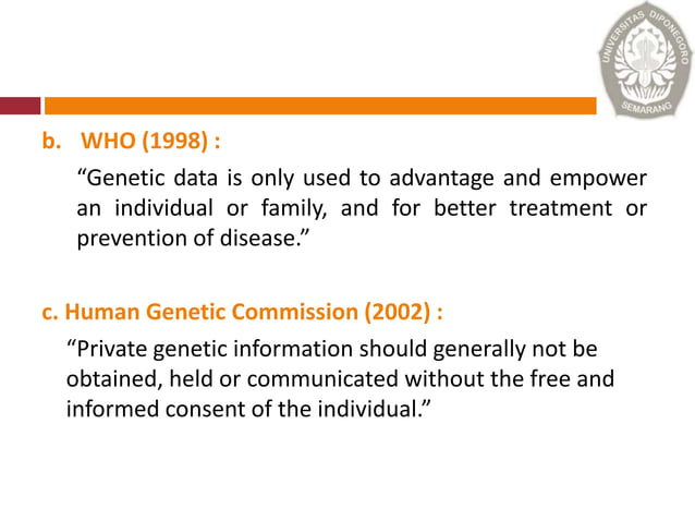 Bioethics in Genetic Research: Concepts and Applications | PPT