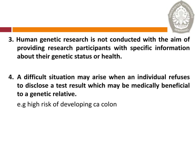 Bioethics in Genetic Research: Concepts and Applications | PPT