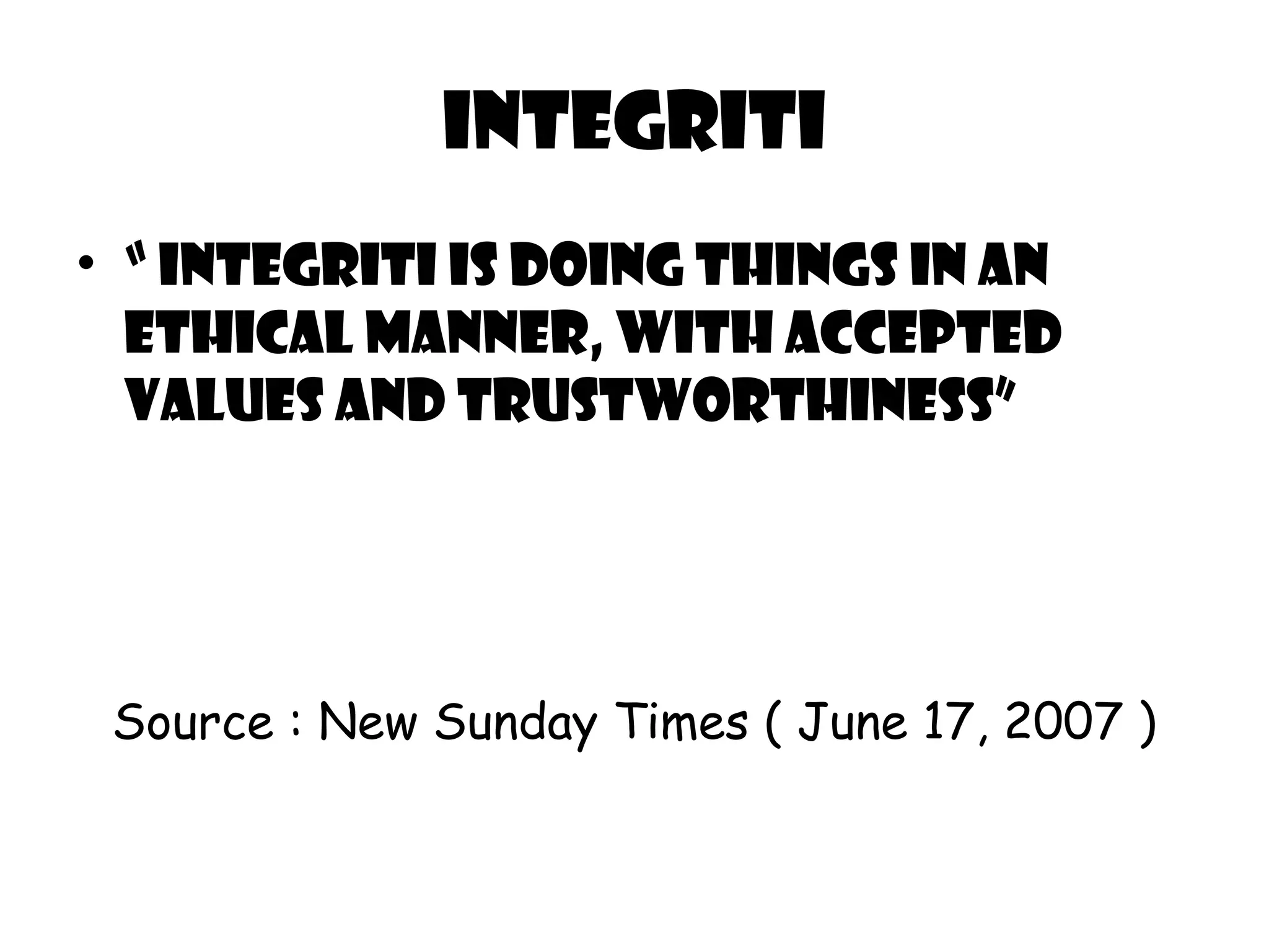 Etika & integriti dlm perkhidmatan awam | PPT