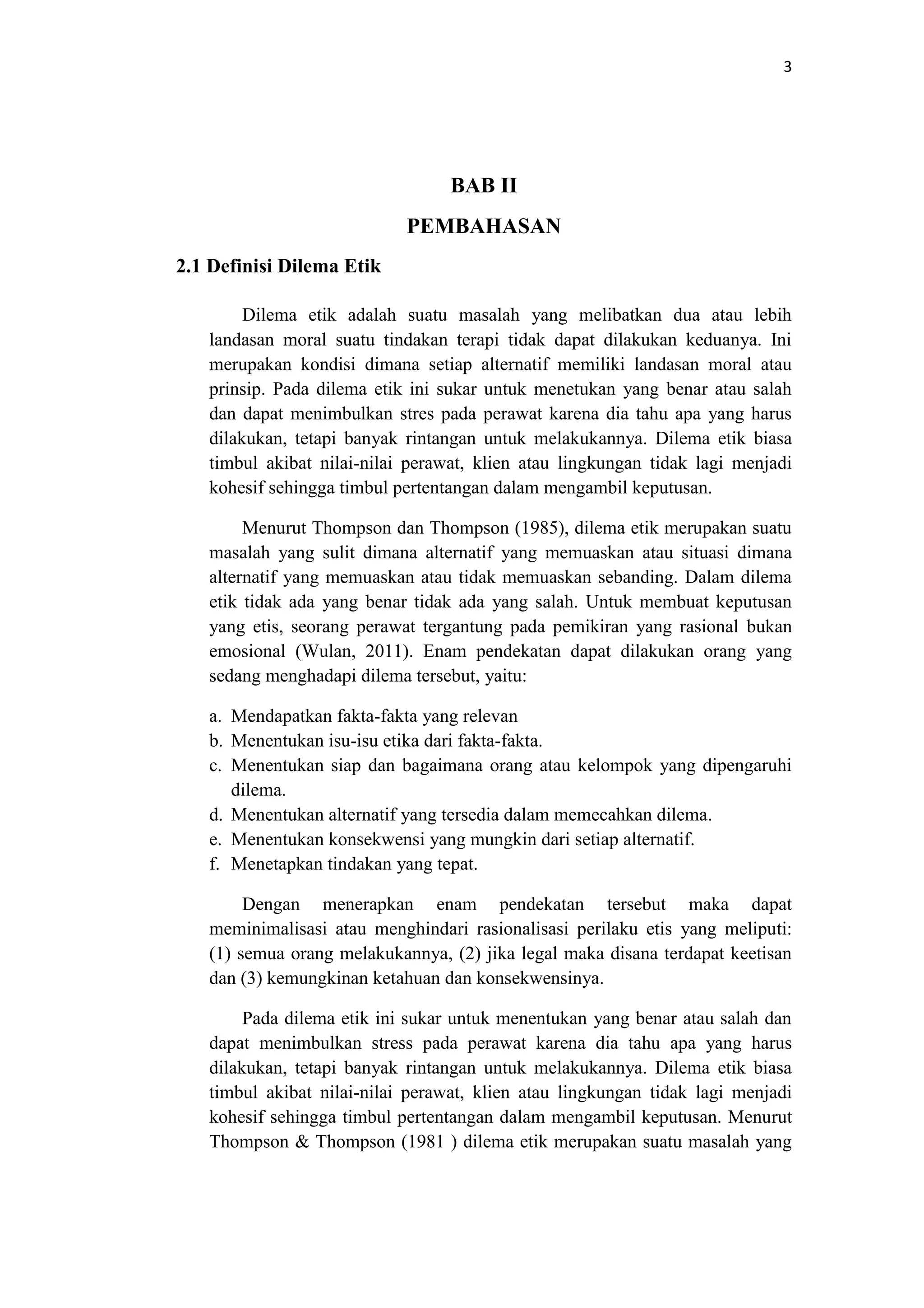 Etika keperawatan dilema etik | DOCX