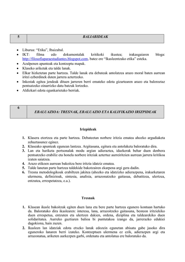 Etika: programazio luzea | DOCX