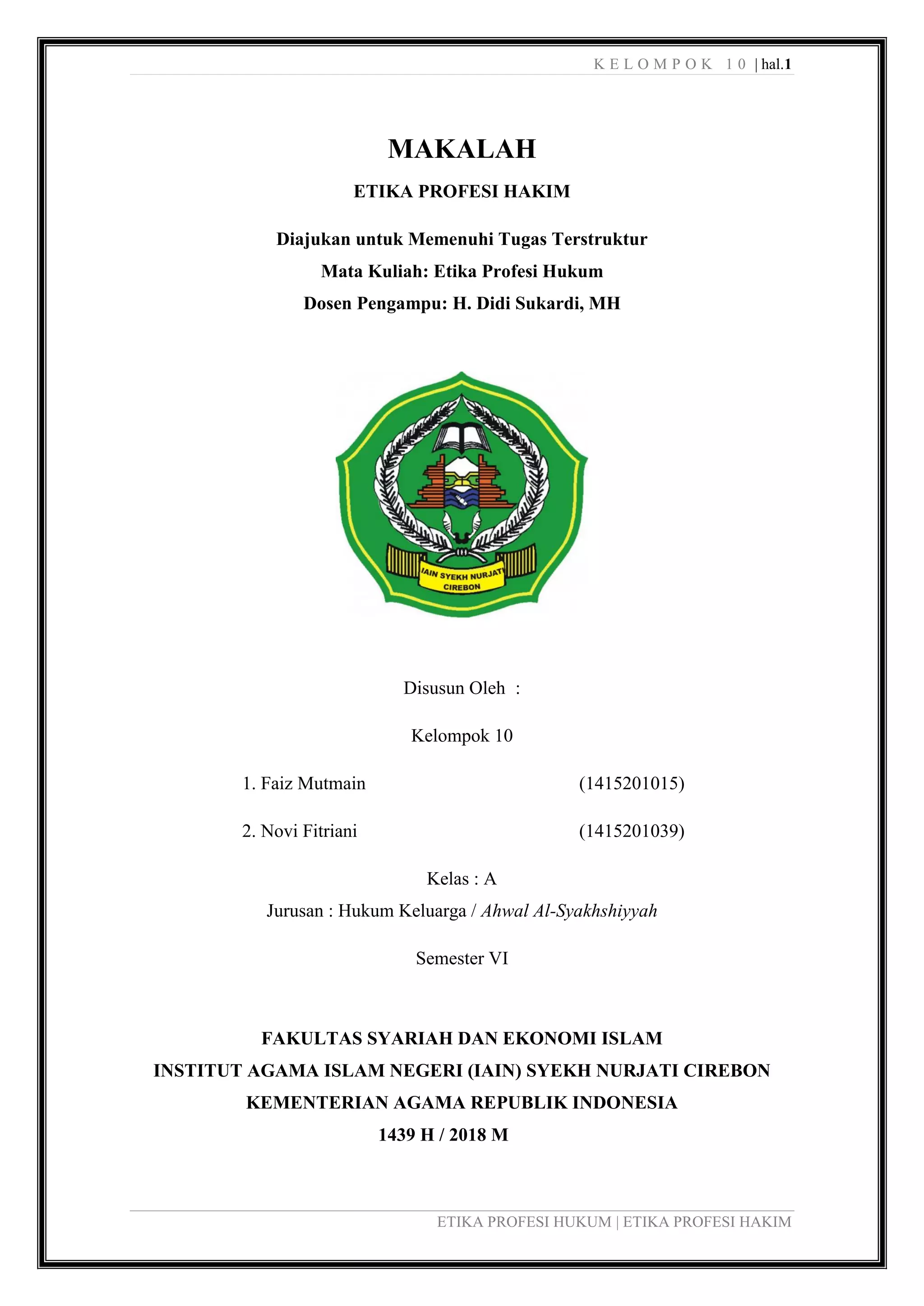 Etika Profesi Hakim | PDF