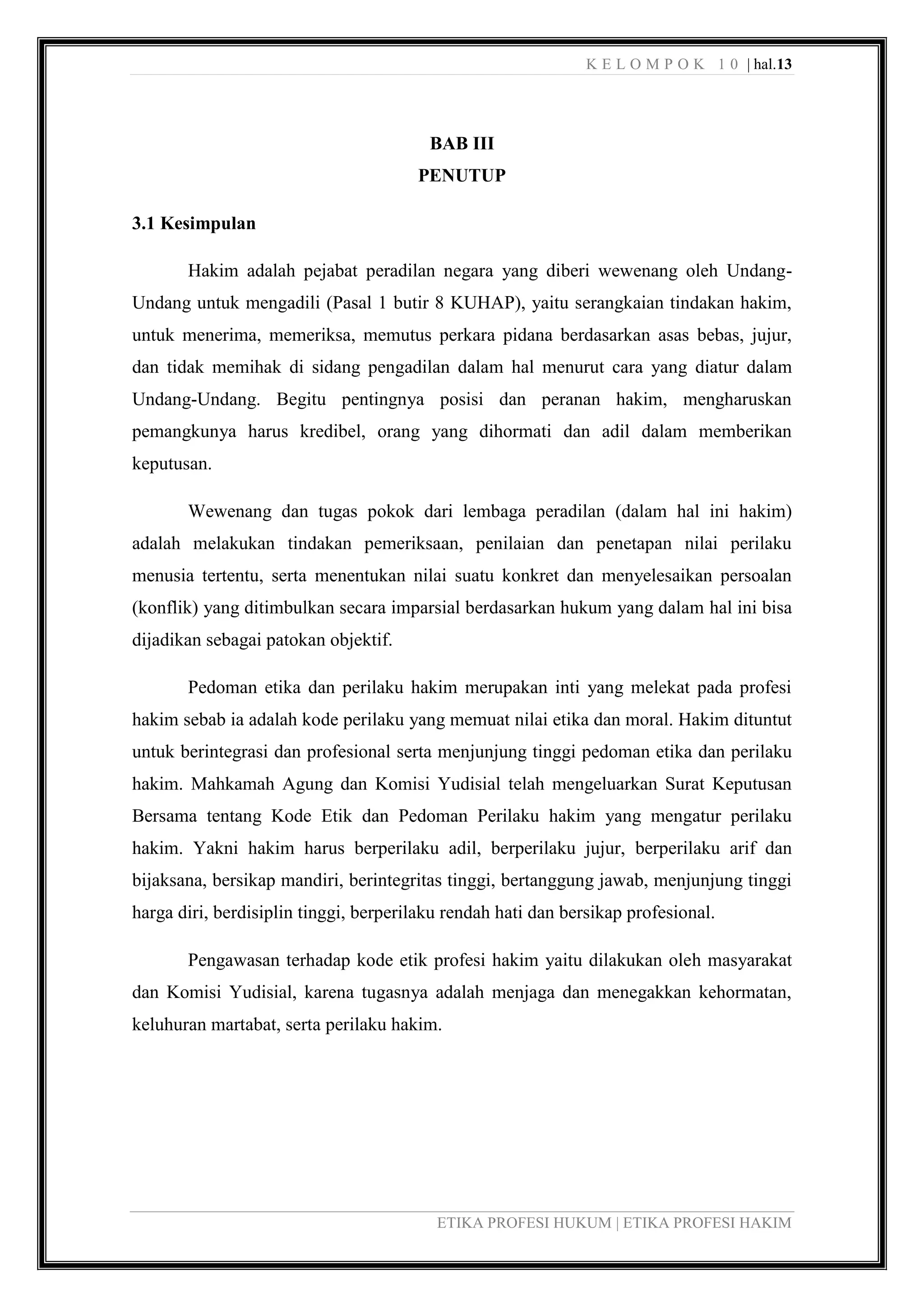 Etika Profesi Hakim | PDF