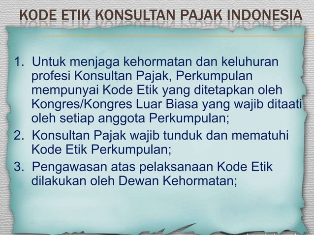 Etika profesi konsultan pajak | PPTX