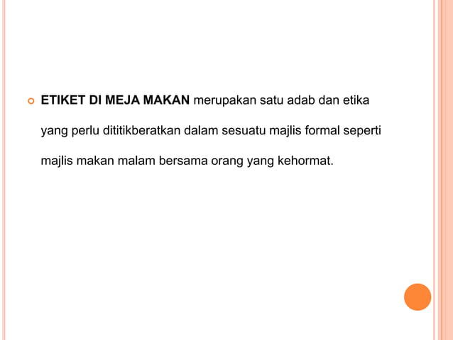 Etiket di meja makan | PPTX