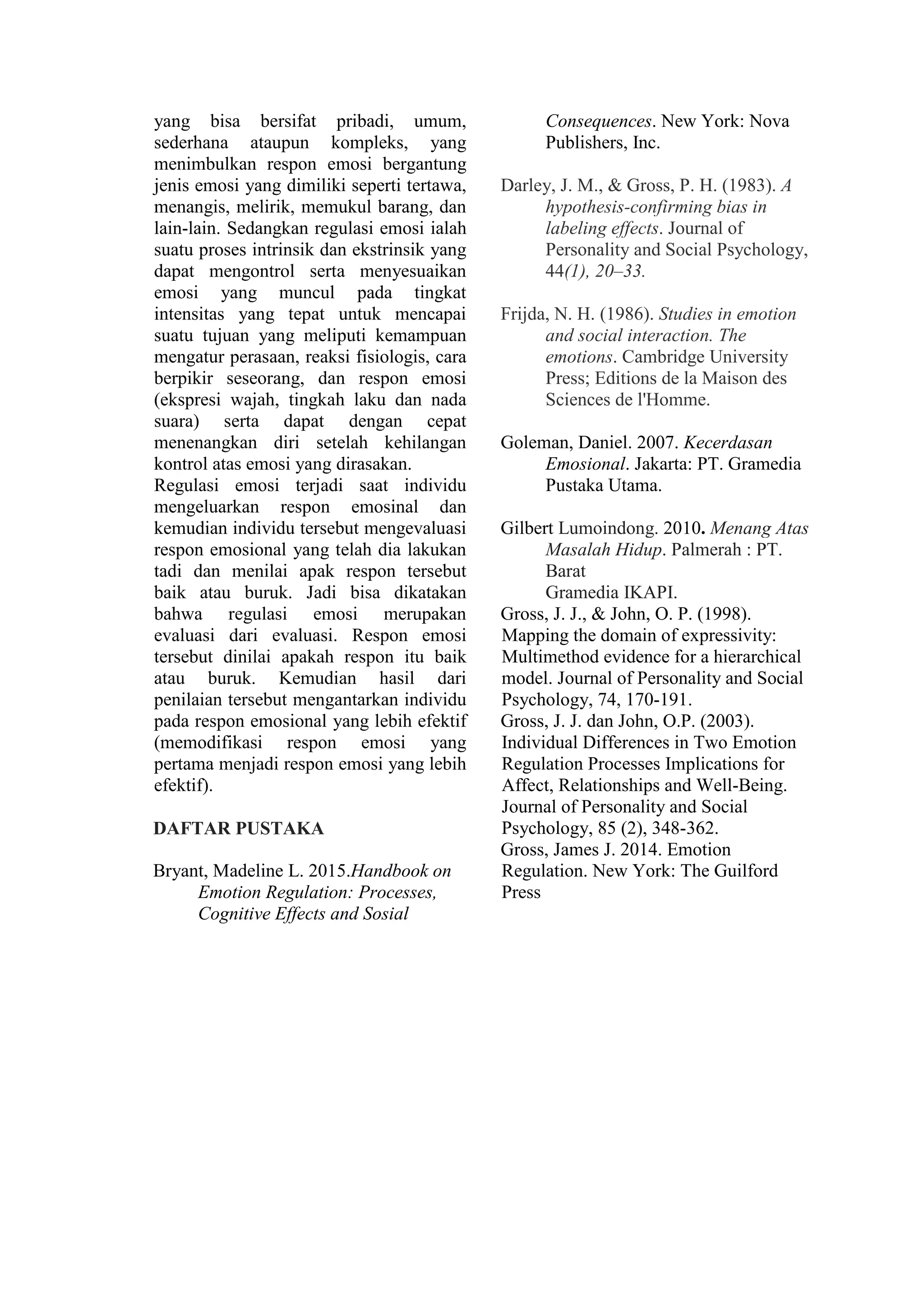 REGULASI EMOSI (DASAR KONSEPTUAL) | PDF