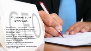Etik i organisationer og den etiske leder | PPT