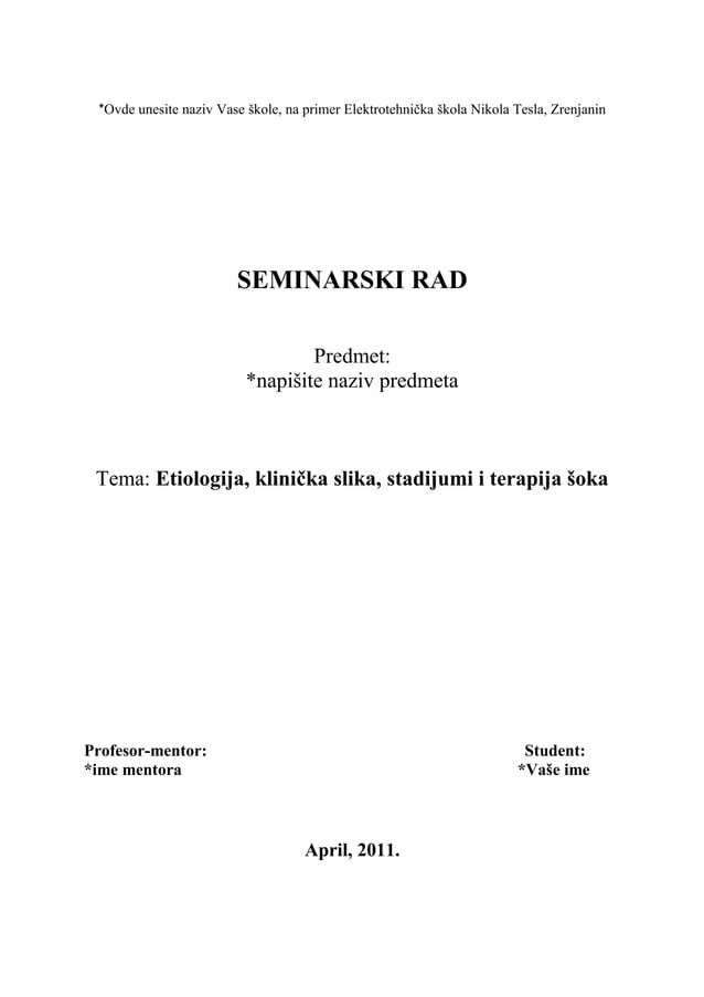 Etiologija, klinicka slika, stadijumi i terapija soka | DOC