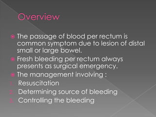 Etiology Bleeding Per Rectum | PPTX