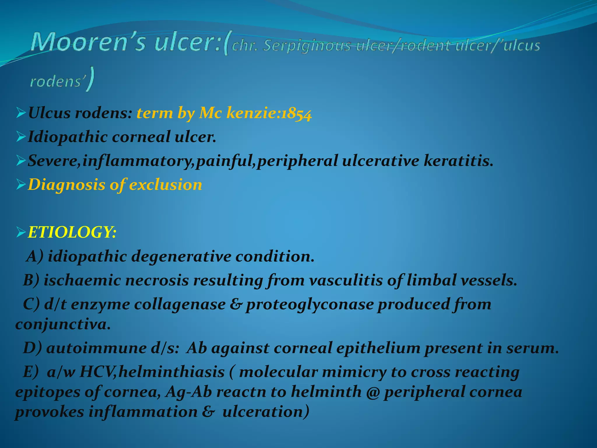 ETIOLOGY, PATHOLOGY AND PATHOGENESIS OF CORNEAL ULCER | PPTX
