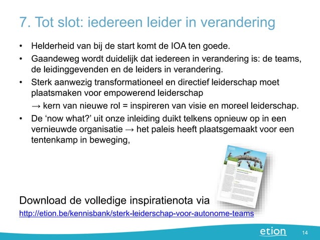 Sterk leiderschap voor autonome teams | PPT