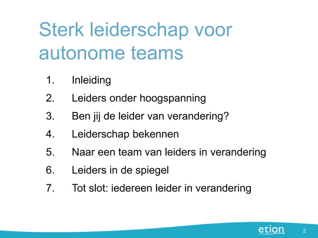 Sterk leiderschap voor autonome teams | PPT