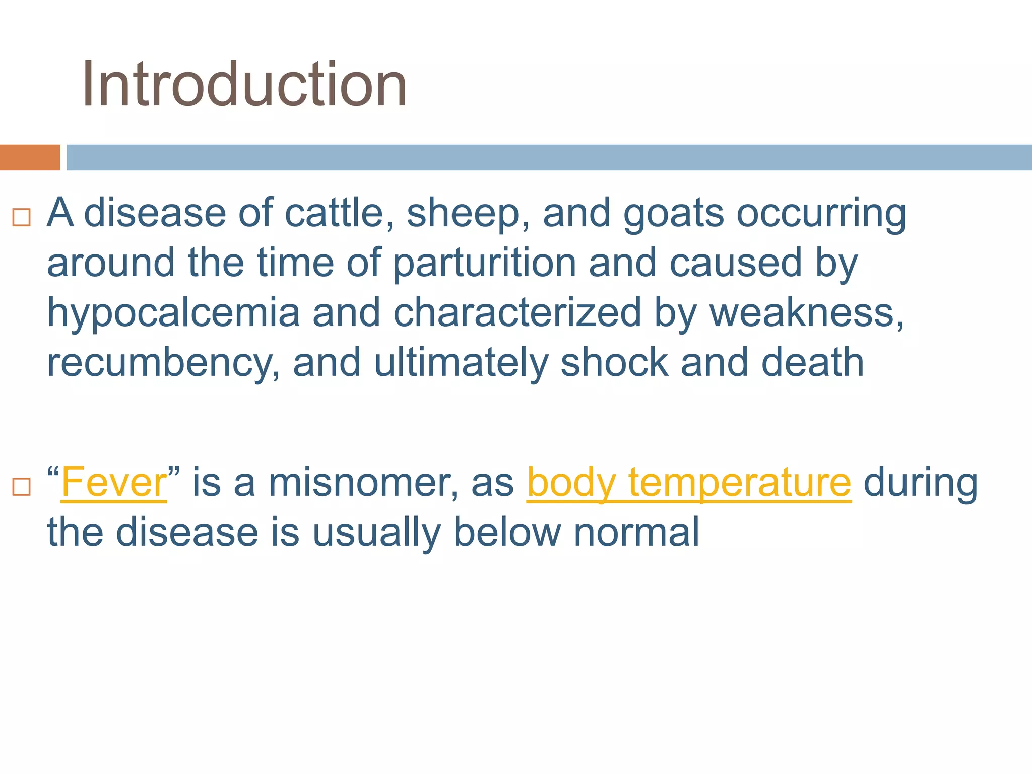 Etiopathogenesis, therapy, prevention and control of milk fever in ...