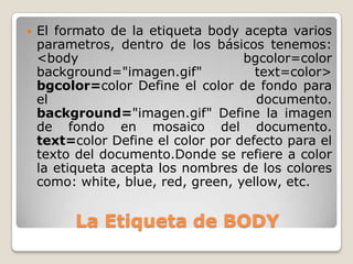 Etiqueta body parametros | PPTX