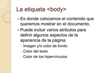 Etiquetas head y body | PPTX
