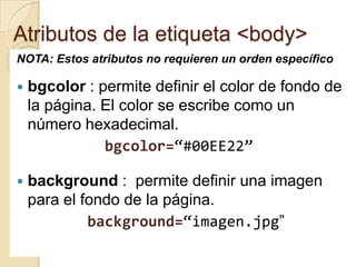 Etiquetas head y body | PPTX