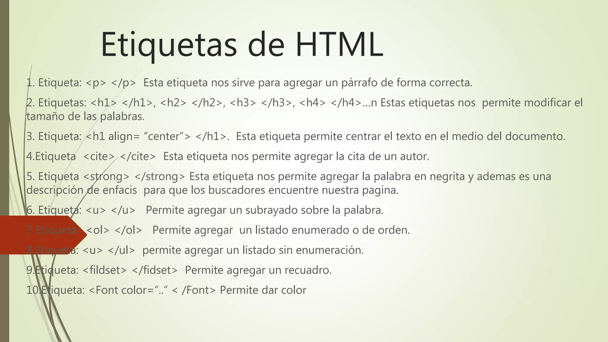 Etiquetas de html | PPT