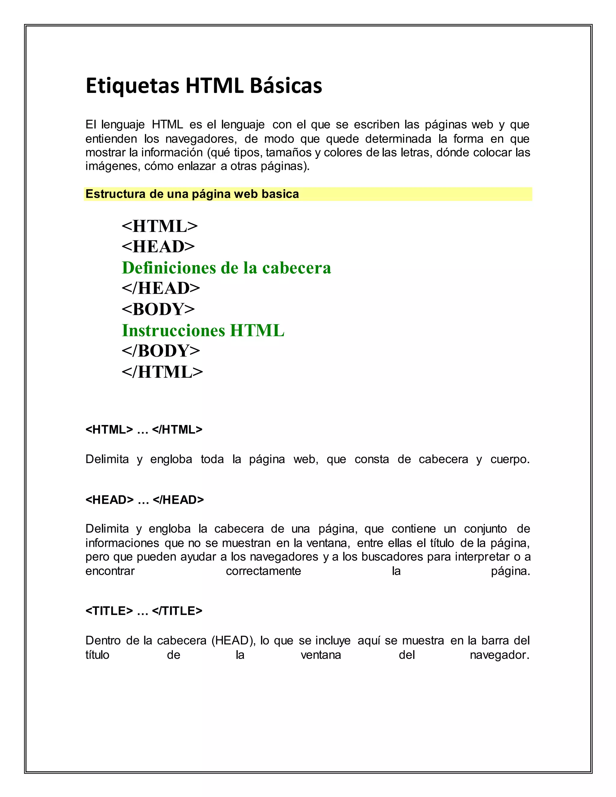 Etiquetas html básicas | PDF