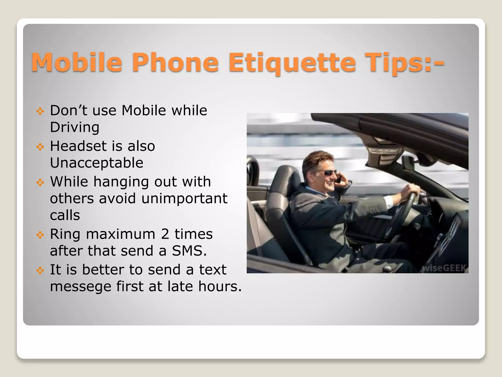 Basic Mobile Phone Etiquette ....Etiquette | PPTX