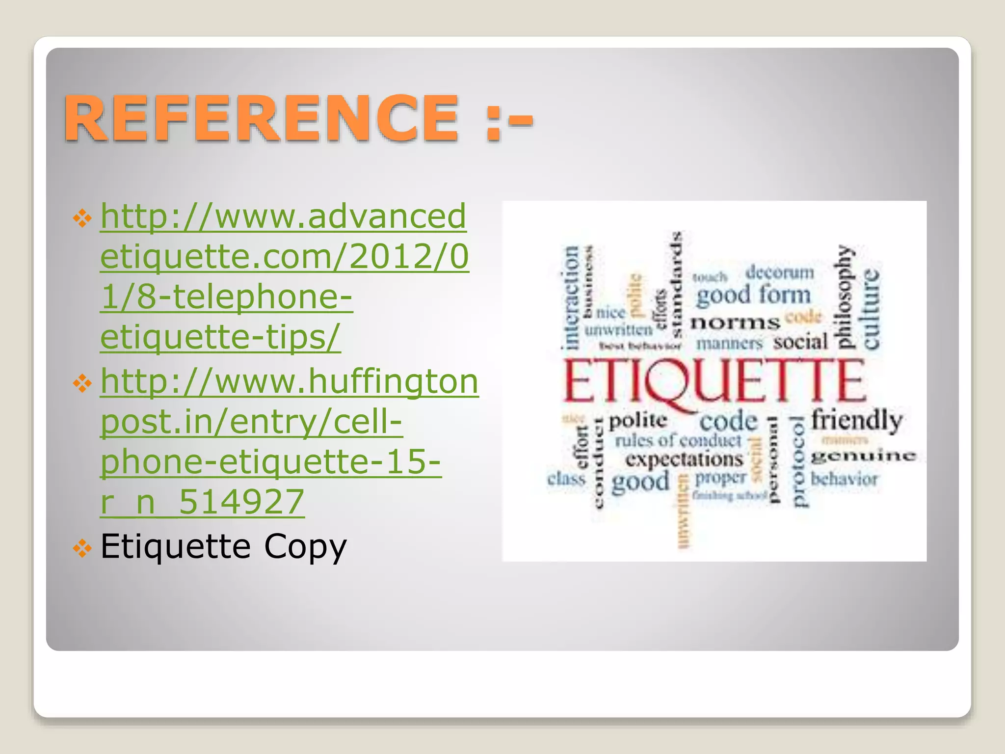 Basic Mobile Phone Etiquette ....Etiquette | PPTX