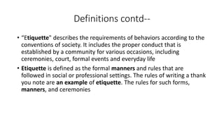 ETIQUETTE.pptx for MEDICAL students and professionals | PPTX