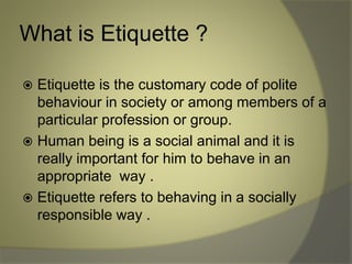 Concept of Etiquette | PPT