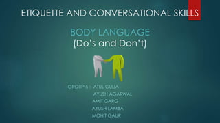 Etiquette and conversational skills | PPTX
