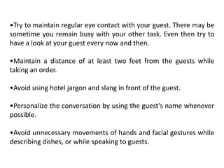 Etiquette and manners of a true hoteliar | PPTX