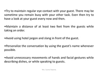 Etiquette & Manners of a true Hotelier | PPTX