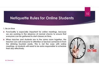 Etiquette and netiquette for online classes/dr.c.thanavathi | PDF