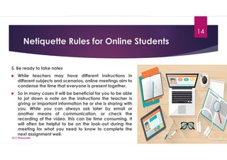 Etiquette and netiquette for online classes/dr.c.thanavathi | PDF