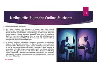 Etiquette and netiquette for online classes/dr.c.thanavathi | PDF
