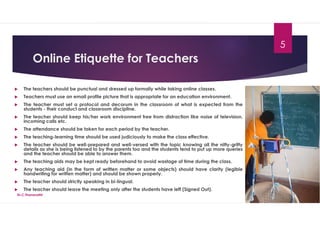 Etiquette and netiquette for online classes/dr.c.thanavathi | PDF