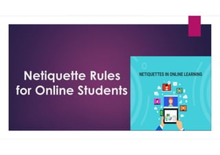 Etiquette and netiquette for online classes/dr.c.thanavathi | PDF