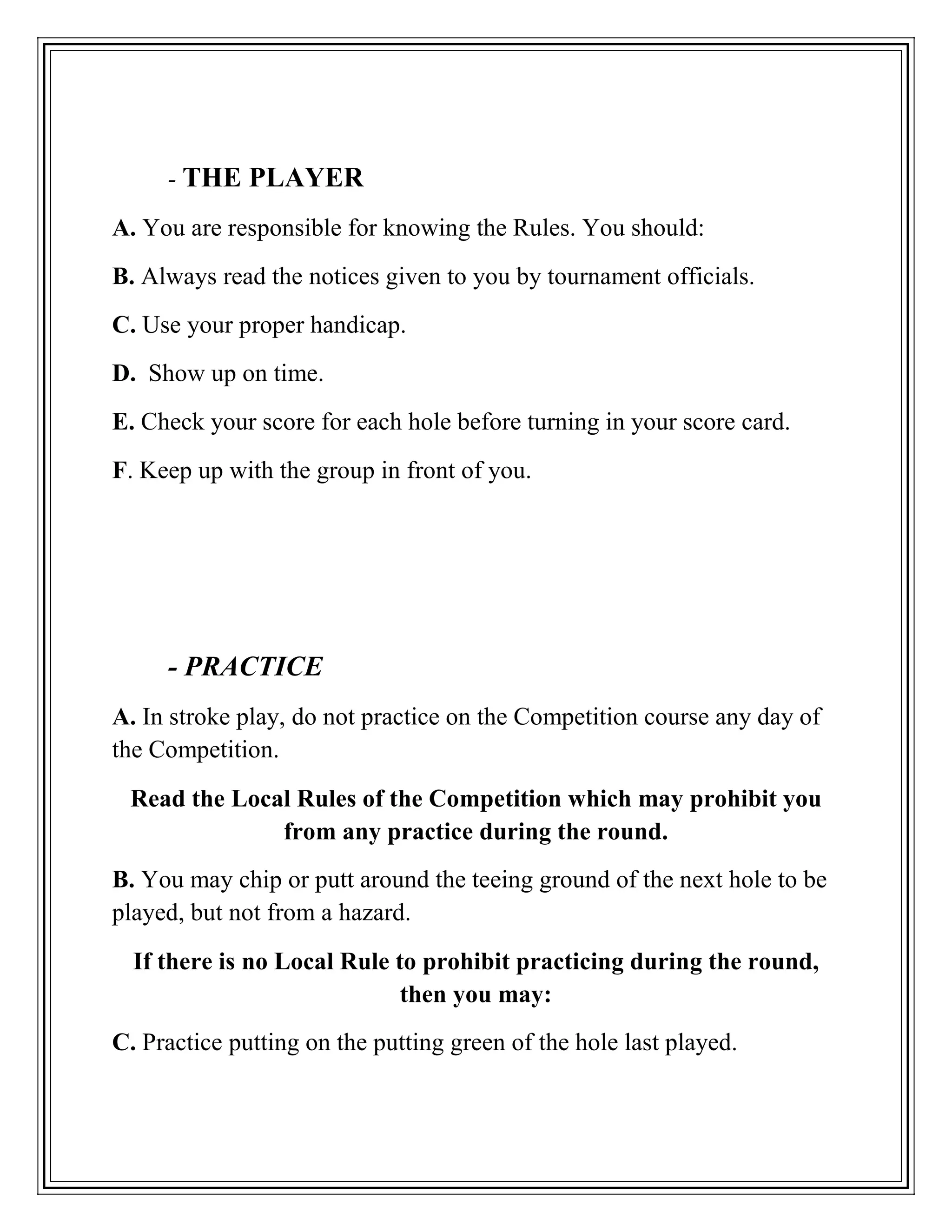Etiquette and rules of golf game! | PDF
