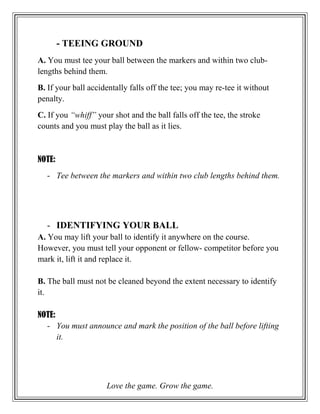 Etiquette and rules of golf game! | PDF | Golf | Sports
