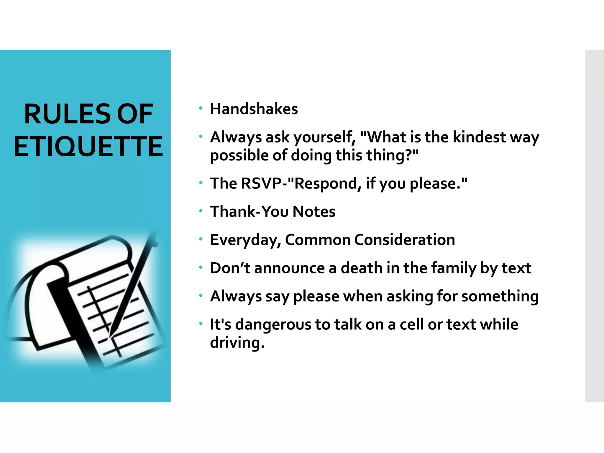 Etiquette & behavior | PPTX