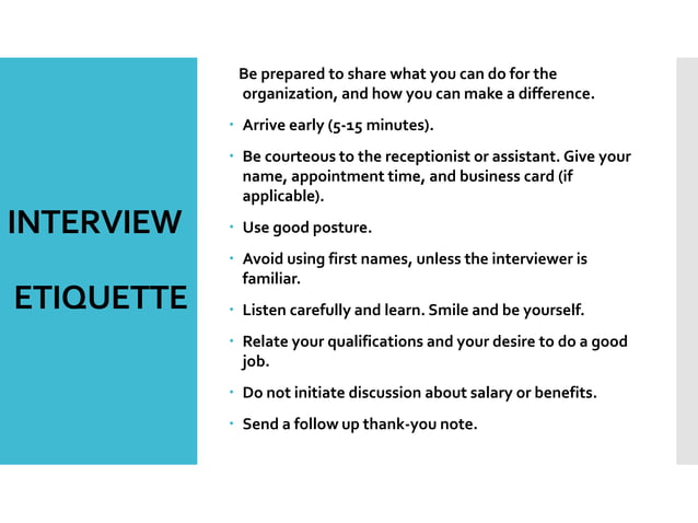 Etiquette & behavior