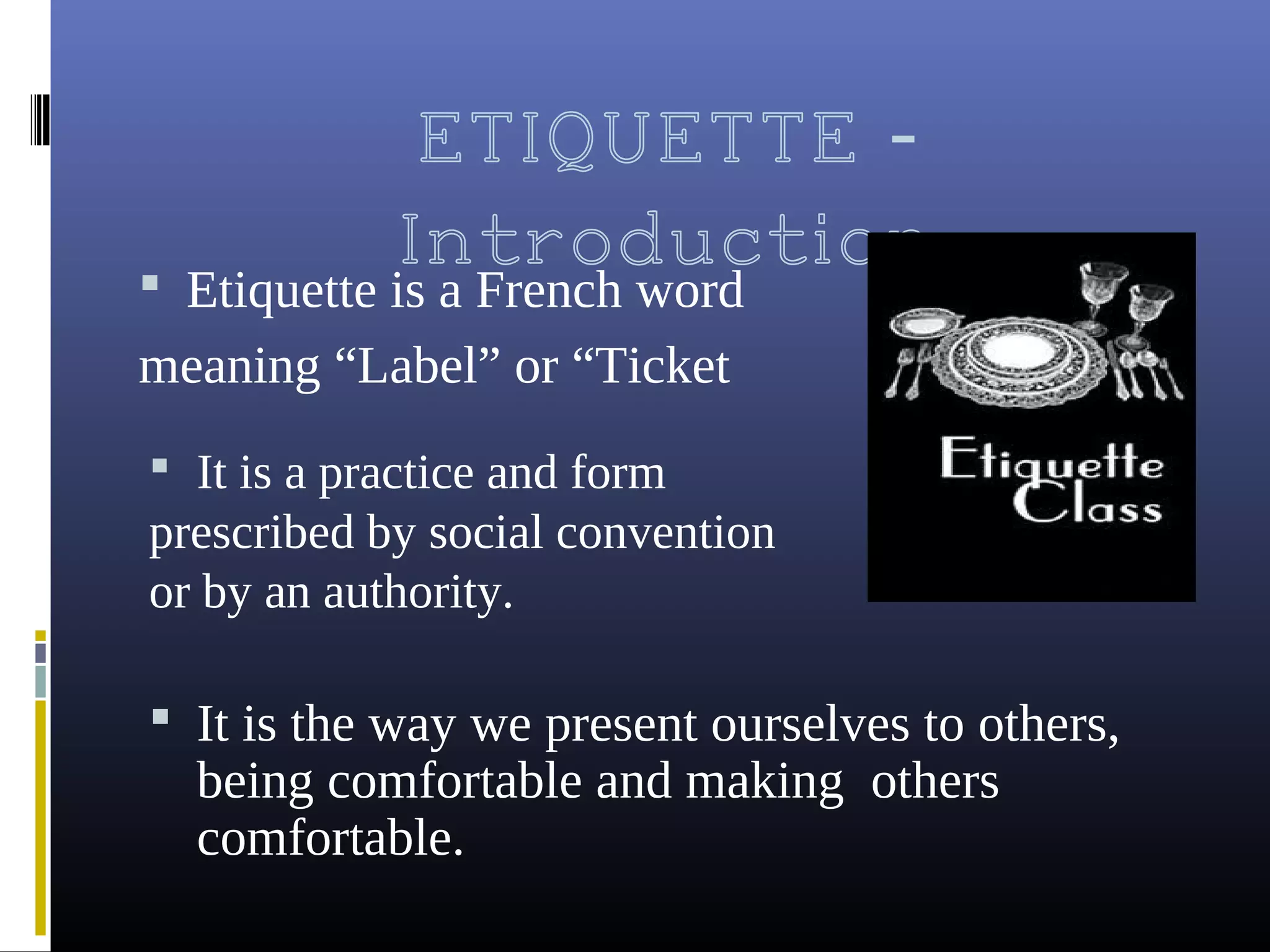 Etiquette(non verbal communication) - recipe for success | PDF