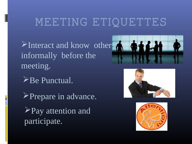 Etiquette(non verbal communication) - recipe for success | PPT
