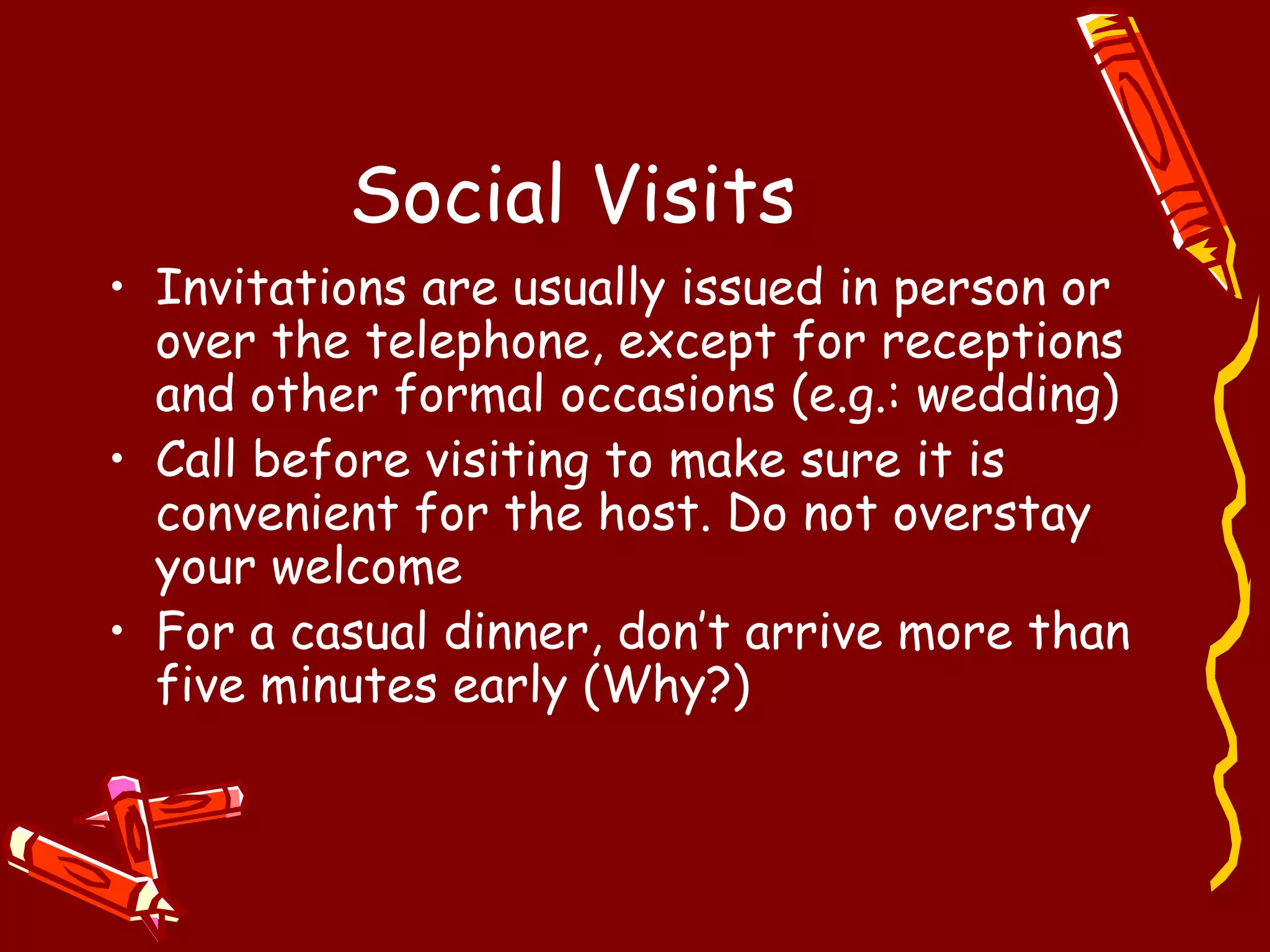 Etiquette of visiting. | PPT