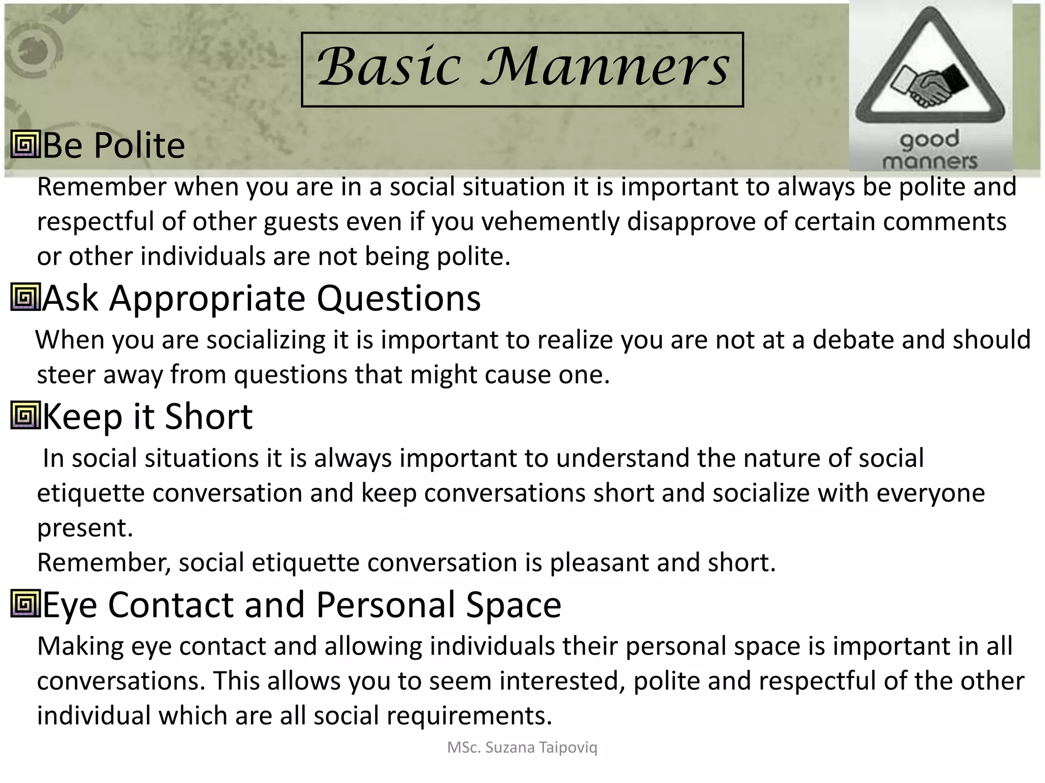 Basic Etiquettes for Effective Communication | PPT
