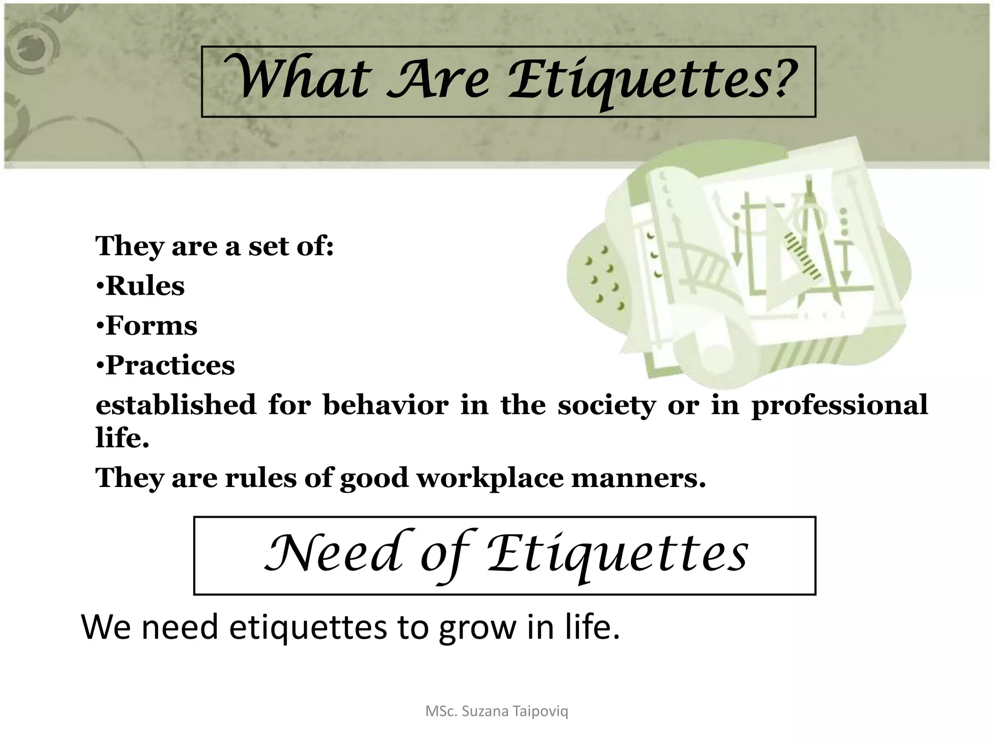 Basic Etiquettes for Effective Communication | PPT
