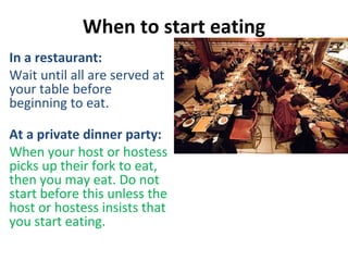Etiquettes on fine dining | PPT
