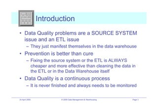 ETIS09 - Data Quality: Common Problems & Checks - Presentation | PPT