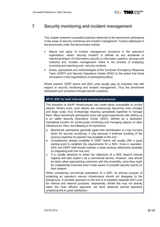ETIS Information Security Benchmark Successful Practices in telco security | PDF