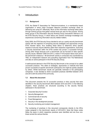ETIS Information Security Benchmark Successful Practices in telco security | PDF