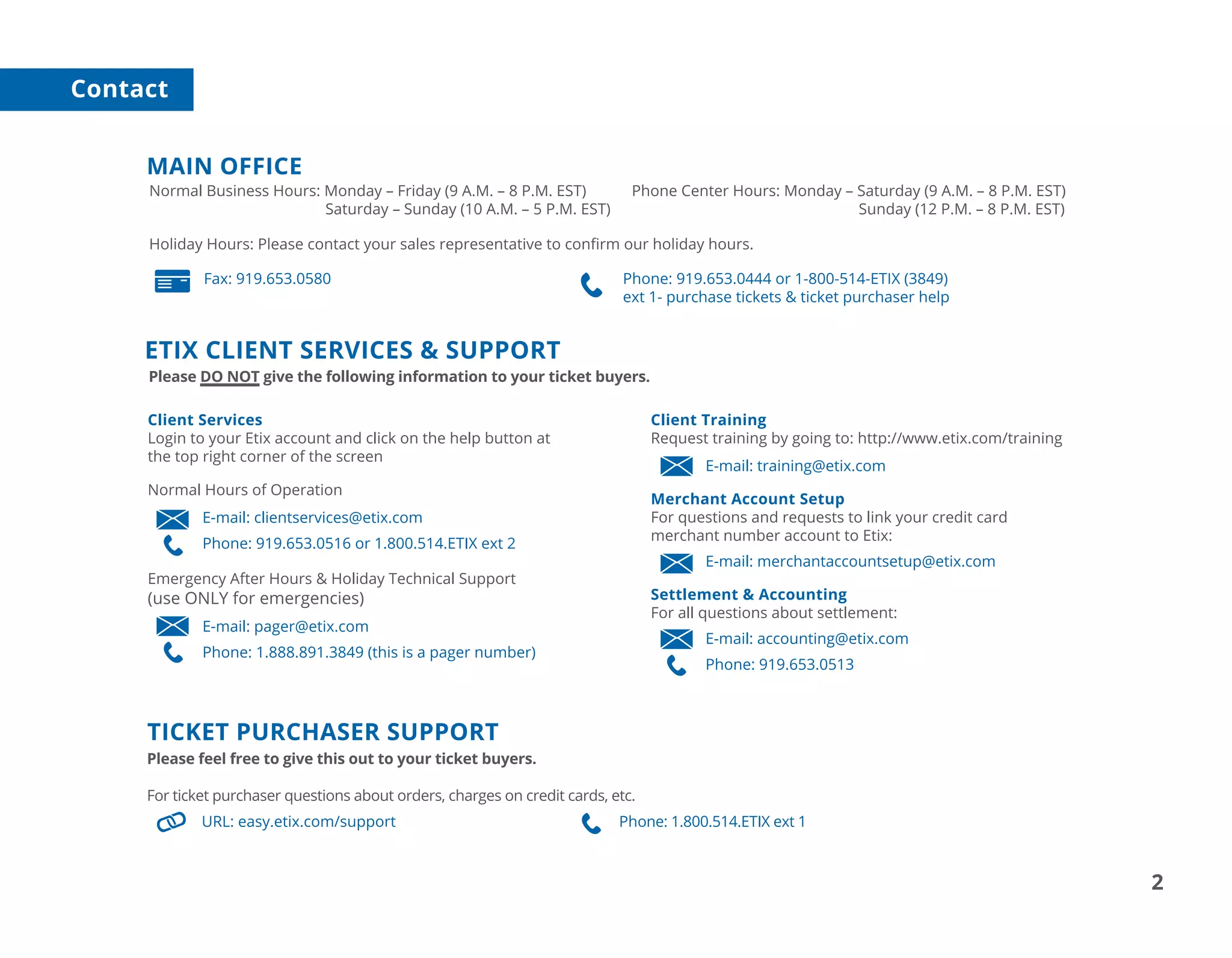 Etix Client Information Guide | PDF