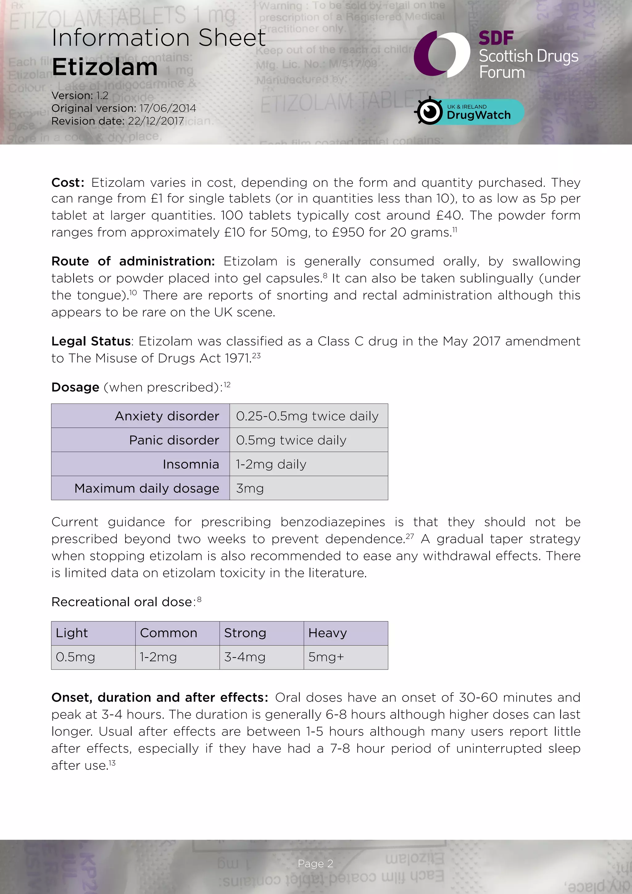 Etizolam,Etilaam, Etizest, Etizola | PDF