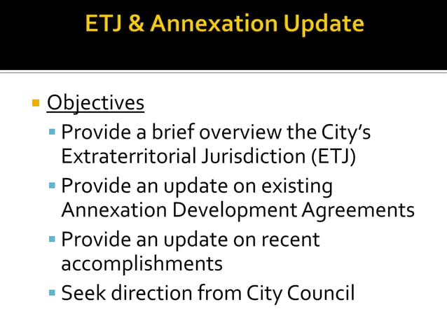 Extraterritorial Jurisdiction and Annexation Update | PPT